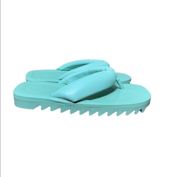 Zara | Shoes | Zara Leather Chunky Quilted Flip Flop Sandals Sz 394 ...